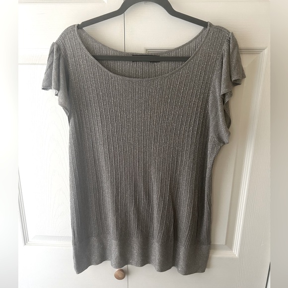 The Limited | Tops | The Limited Metallic Silver Flutter Short Sleeve ...